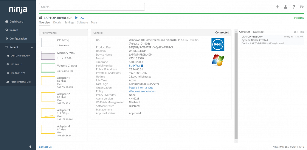Gestión remota de Activos TI y Avisos de Alerta: NinjaOne