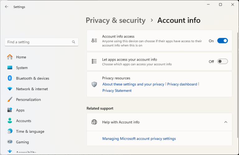 Allow or Deny OS and Apps Access to Account Info in Windows | NinjaOne
