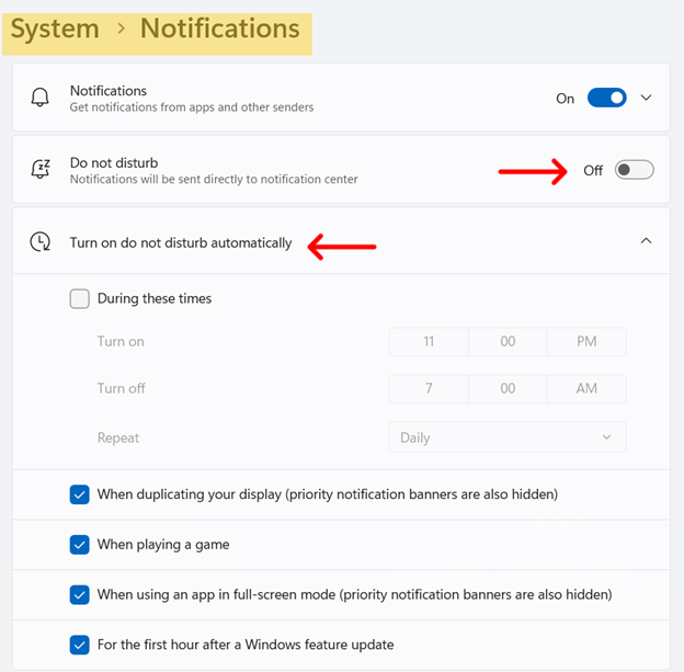 Configure Do Not Disturb for Notifications in Windows 11 | NinjaOne