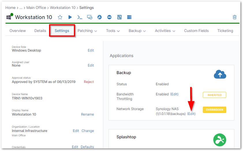 NinjaOne Backup: Almacenamiento de la red - NinjaOne