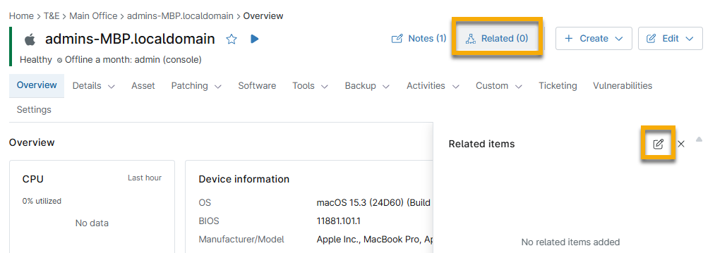 NinjaOne Documentation: Device Notes and Related Items - NinjaOne