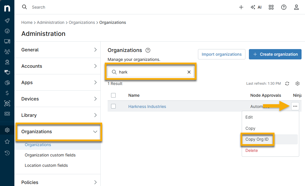 NinjaOne Platform: How to Find an Organization ID - NinjaOne